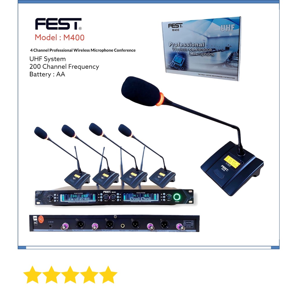 Jual Mic Wireless Podium FEST M400 M 400 4Mic Conference Meja Original ...
