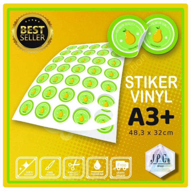 Jual Cetak Sticker Vinyl Ukuran A3+ Glossy Doff Transparant (Print ...