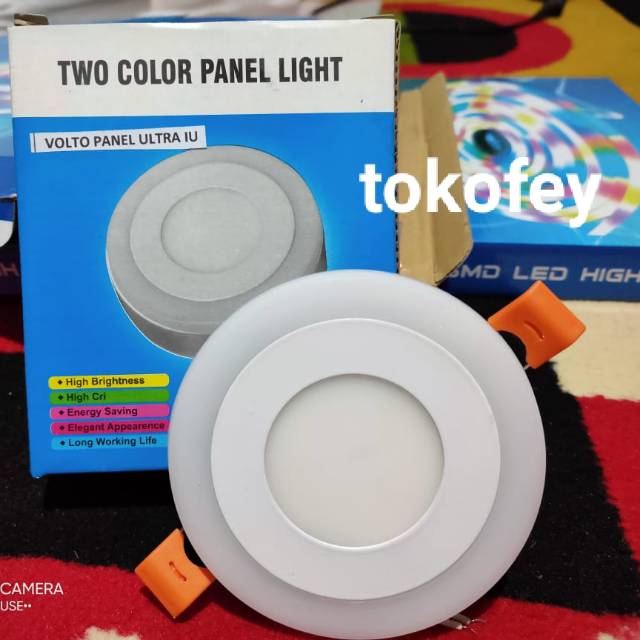 Jual Lampu downlight LED 2 warna 3 watt bulat IB plafon putih pink ungu ...