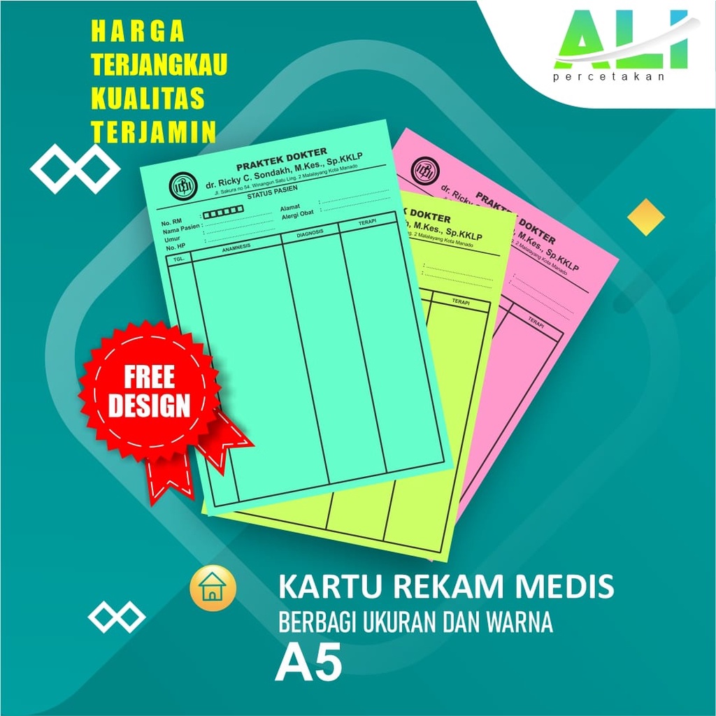 Jual CETAK KARTU REKAM MEDIS CETAK CUSTOM PERCETAKAN UKURAN A5 BRIEF ...