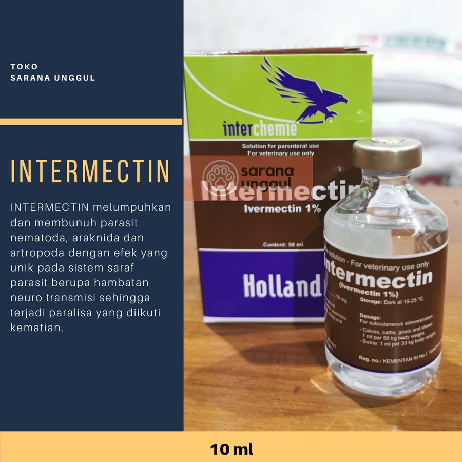 Jual INTERMECTIN HOLLAND Inj 10 ml - Obat Kutu, Gurem, Scabies, Cacing ...