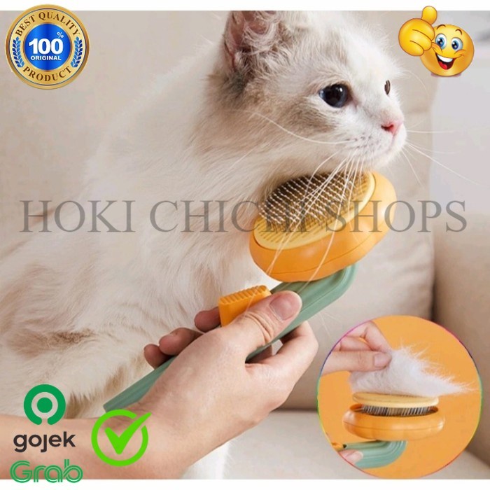 Jual Pumpkin Pet Brush Self Cleaning Comb Sisir Anjing Kucing ORIGINAL ...
