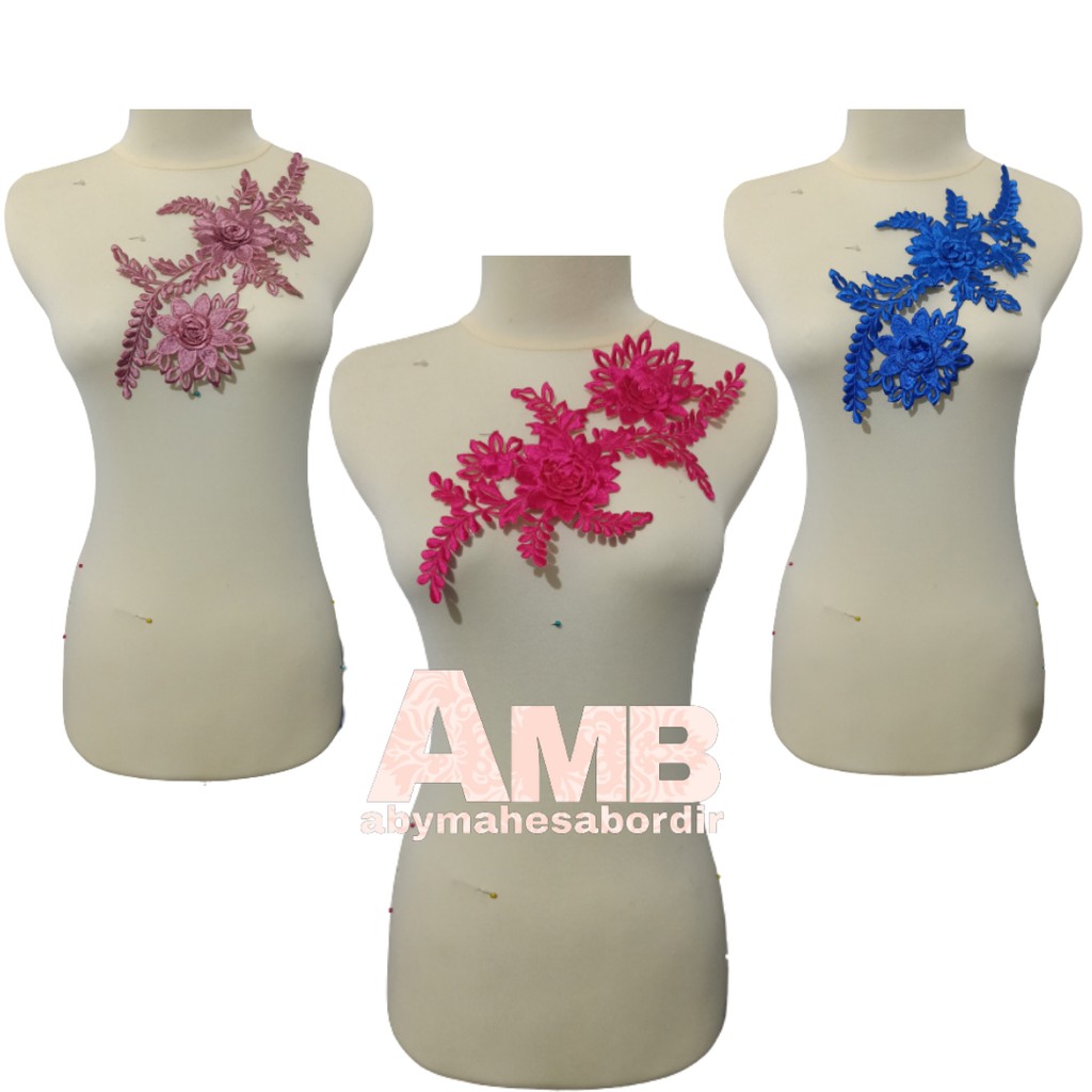 Jual BORDIR LACE/ BORDIR ALIKASI' TABUR BUNGA PARE BUNGA 3D'' KWALITAS ...