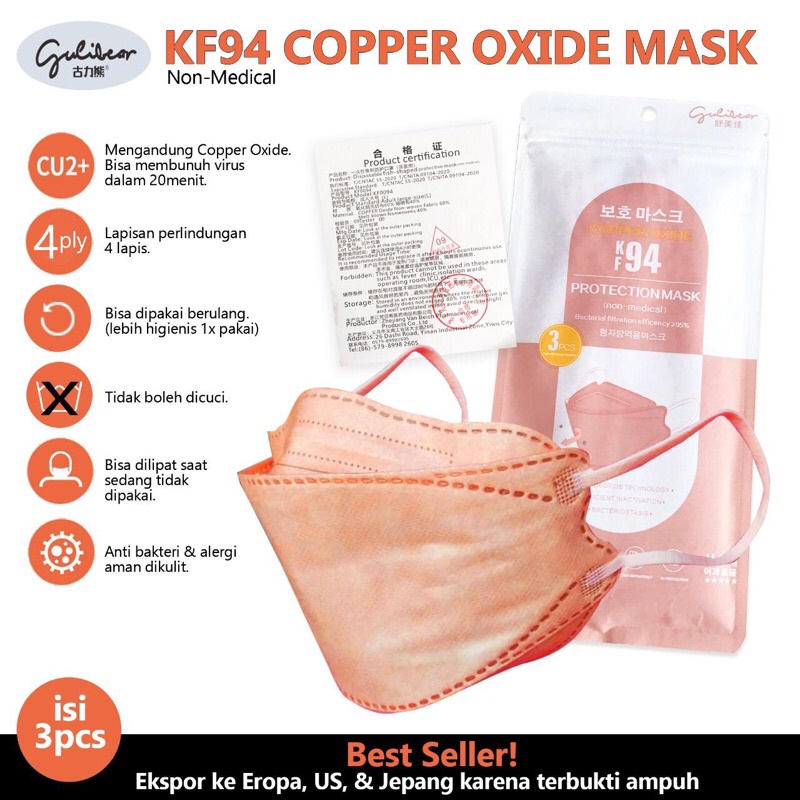 Jual KF94 COPPER OXIDE MASK ISI 3 pcs | Shopee Indonesia