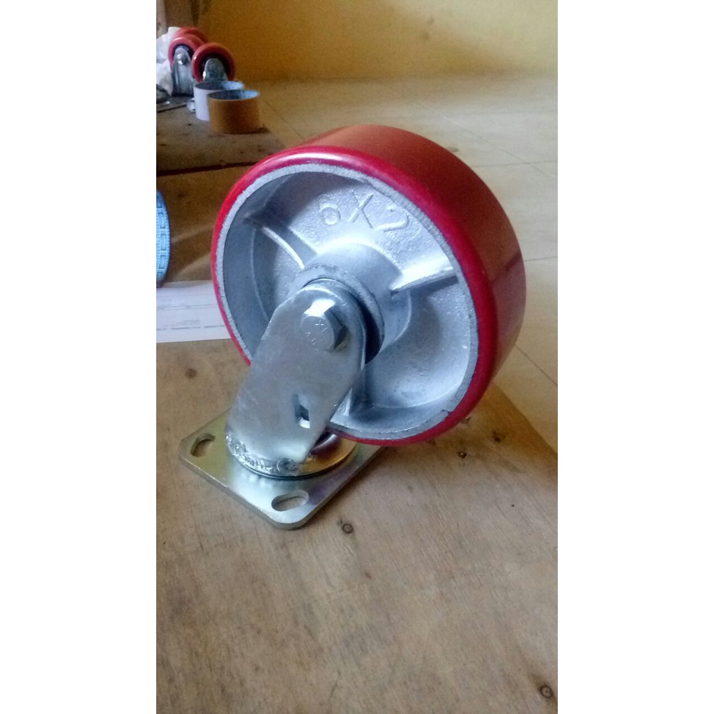 Jual RODA TROLLEY/TROLI PU 6 INCH HEAVY DUTY PER SET (2 HIDUP 2 MATI ...