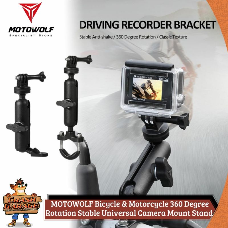 Jual MOTOWOLF Mounting GoPro Motor Stang Spion Mounting Action Cam ...