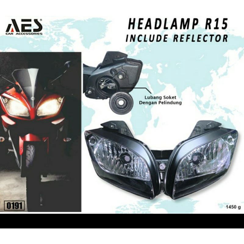 Jual Headlamp Reflektor Lampu Depan Yamaha R15 V1 V2 Kualitas ORIGINAL ...