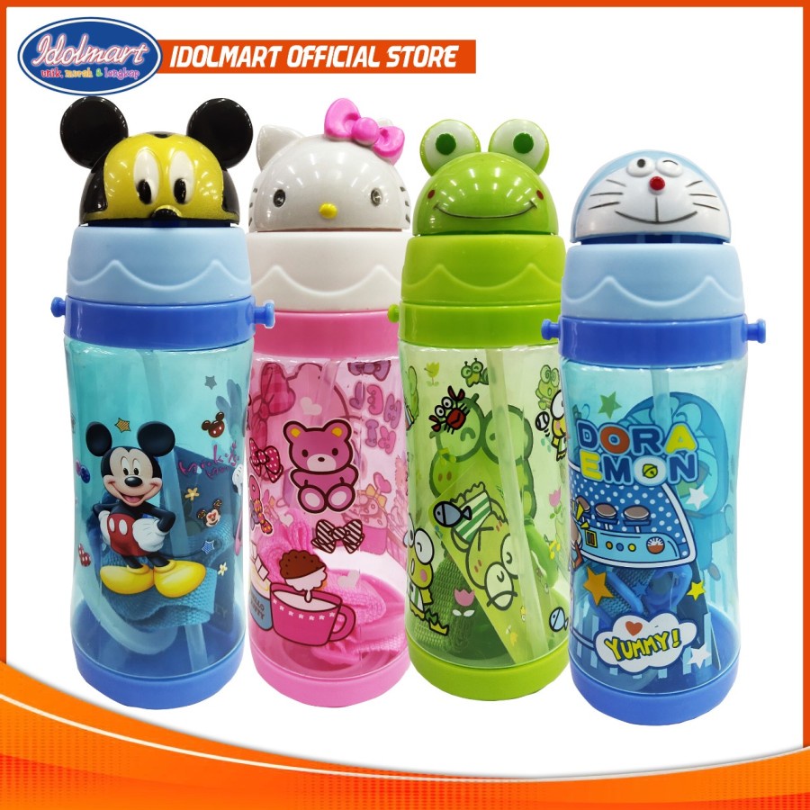 Jual IDOLMART Botol Minum KEPALA Karakter Anak Sedotan - 400ml Idolmart Surabaya | Shopee Indonesia