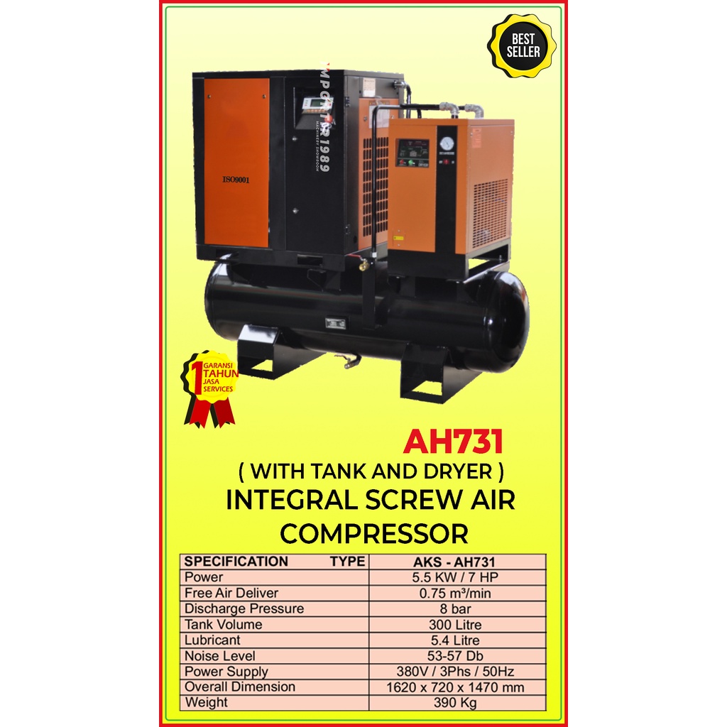 Jual Kompresor Angin Udara Integral Screw Air Compressor Dinamo With ...