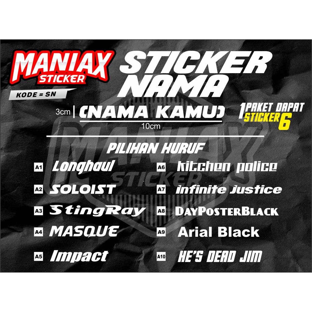 Jual STICKER NAMA CUSTOM SUKA SUKA - Cutting Stiker Nama - Stiker Nama ...