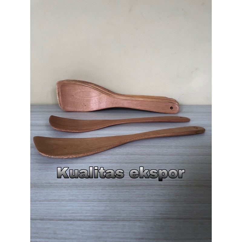 Jual sutil teflon spatula kayu sodet teflon kayu mahoni | Shopee Indonesia