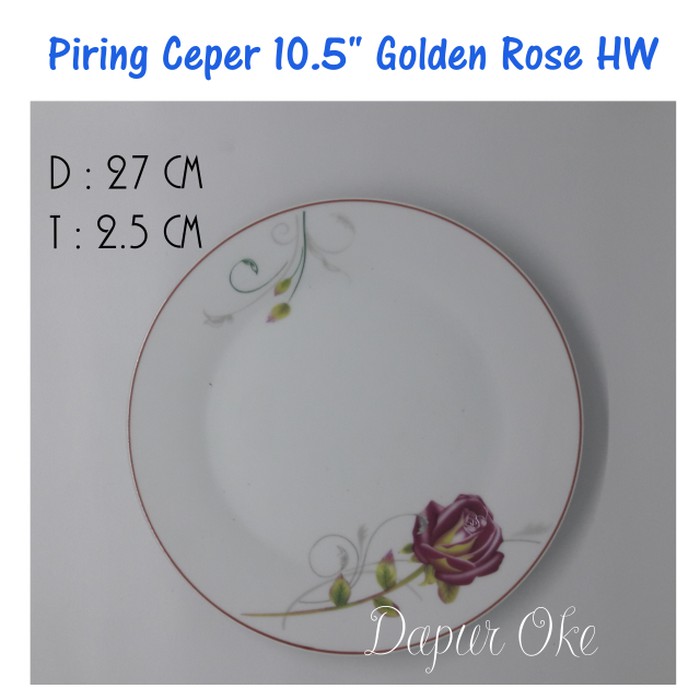 Jual Piring Ceper 10.5" Golden Rose HW (6pcs)/Piring Makan Keramik ...