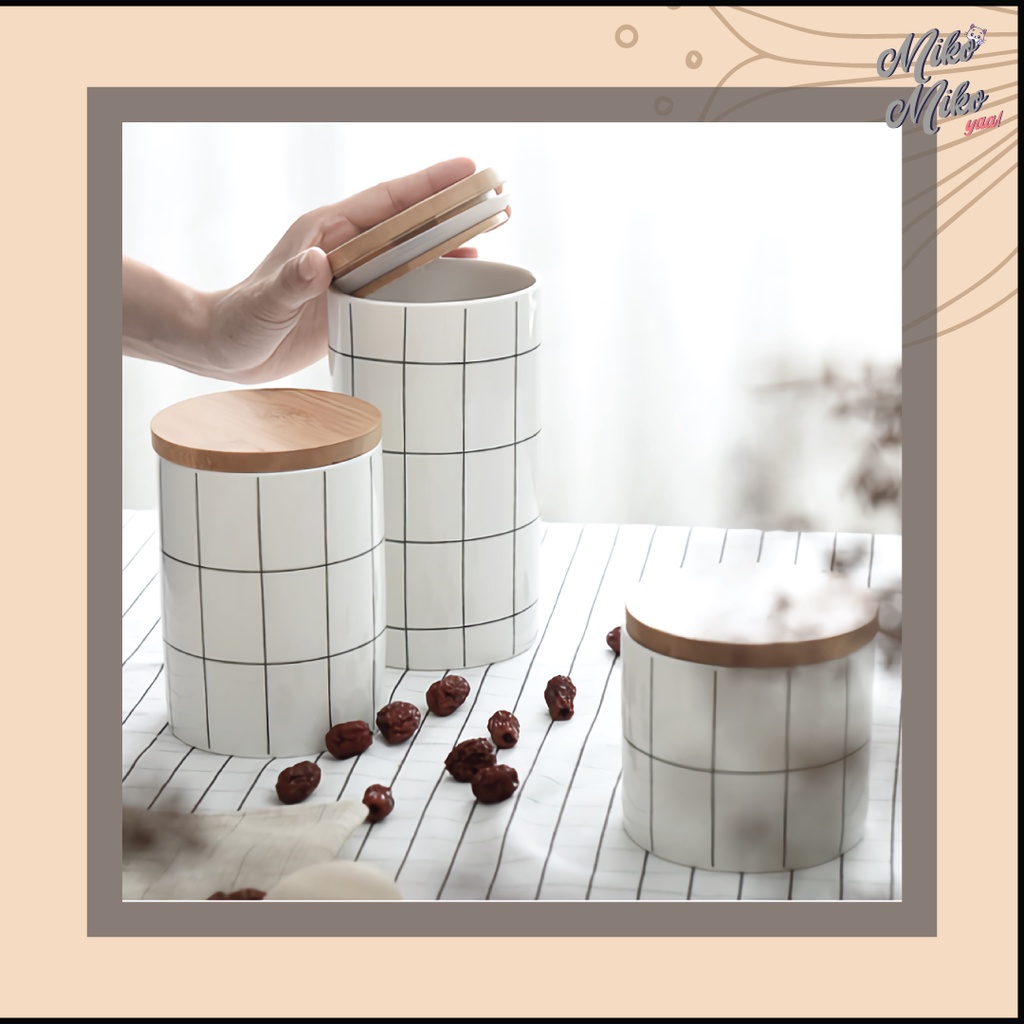 Jual Grid Nordic Jars Set Toples Keramik Tempat Bumbu Food Jar Kedap ...
