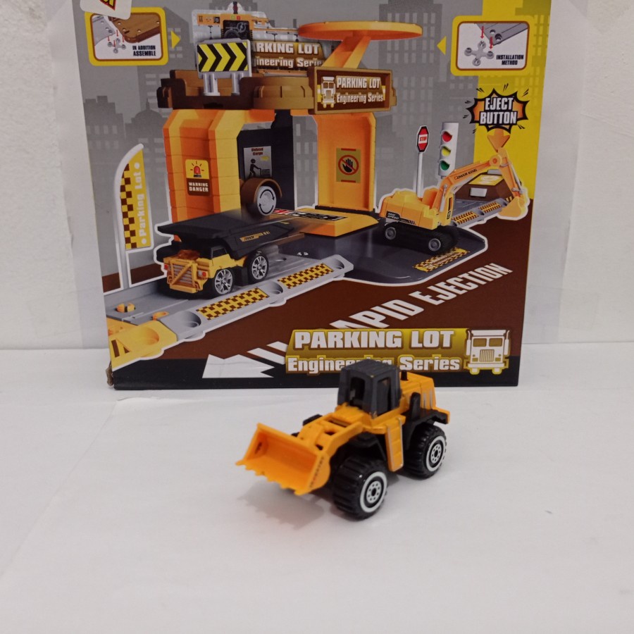 Jual Mainan konstruksi anak Wheel Loader Shimura parking lot set murah ...