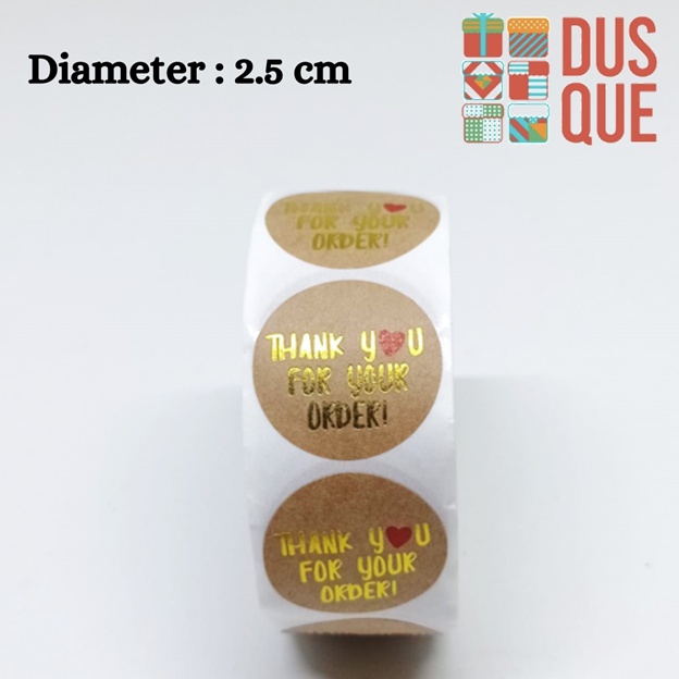 Jual (10 PCS) STIKER THANK YOU FOR ORDER EMAS / STICKERS THANK YOU FOR ...