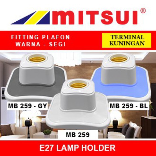 Jual Mitsui MB 259 Fitting Plafon Kotak Warna Segi Fiting Lampu MB259 E27 | Shopee Indonesia