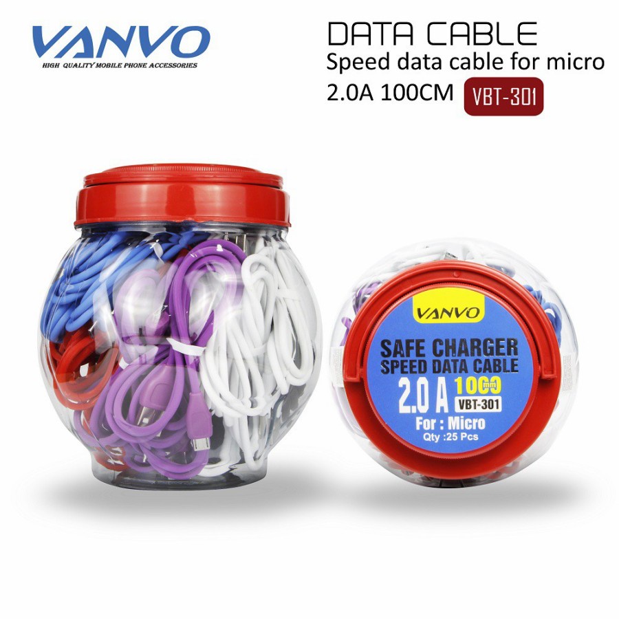 Jual JH ACC KABEL DATA VANVO VBT-301 2A V8 / MICRO USB / TYPE C ...