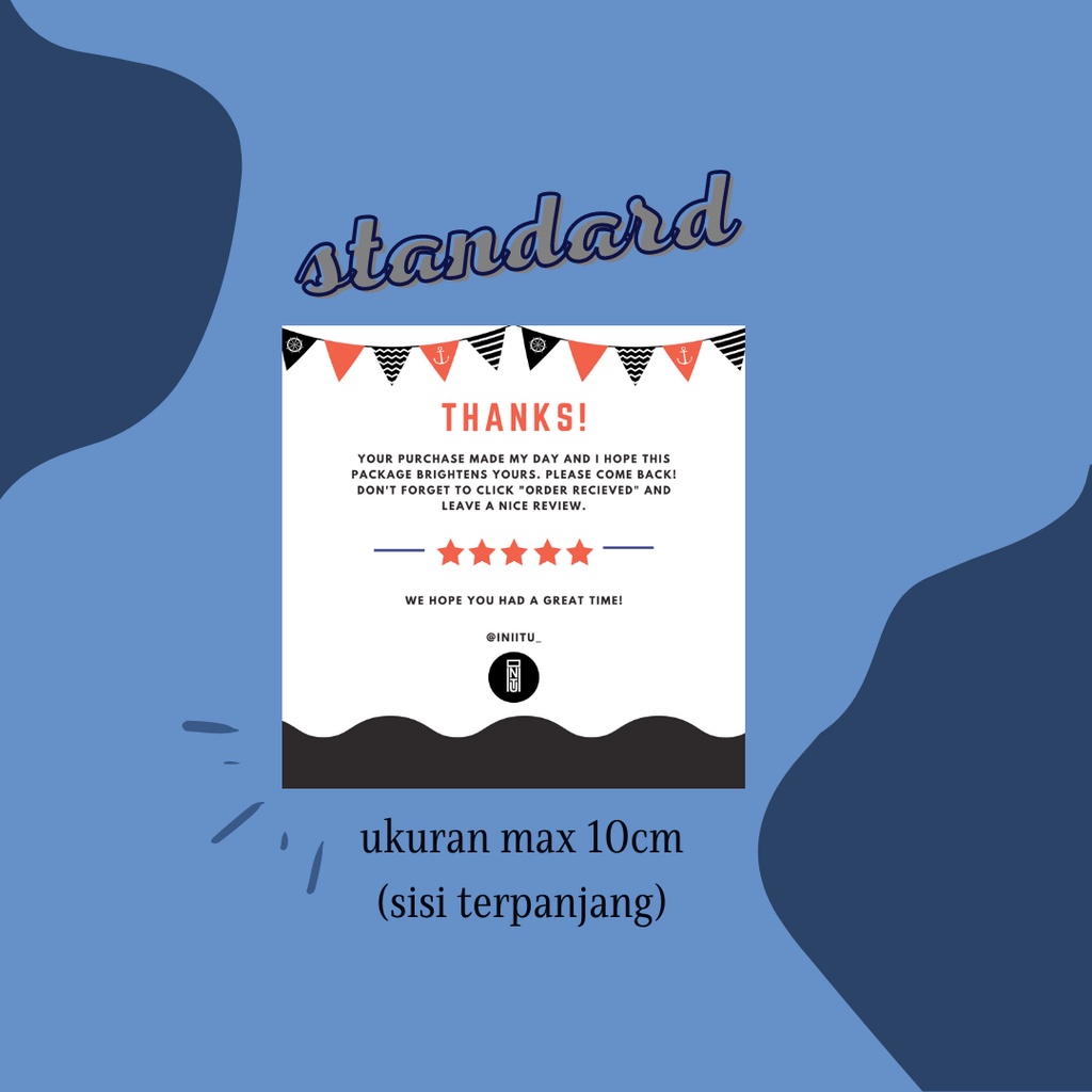 Jual custom backing card 1 atau 2 sisi • Alas Packaging - custom thank ...