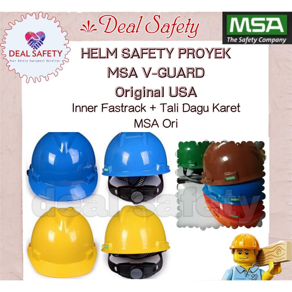 Jual Helm Safety Proyek MSA V-Guard USA Fas-Trac + Tali Dagu MSA ...