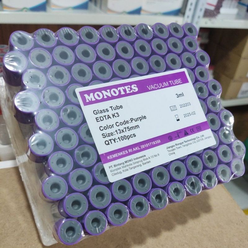 Jual MONOTES VACULAB GLASS TUBE TABUNG DARAH EDTA 3ML | Shopee Indonesia