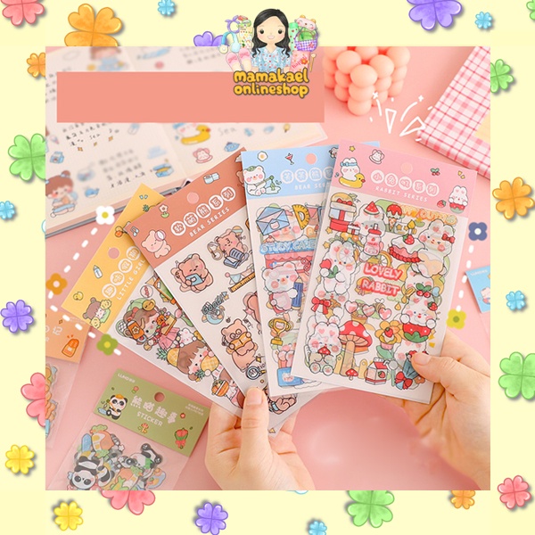 Jual 1 set isi 40 pcs sticker karakter lucu cute empat warna four color ...