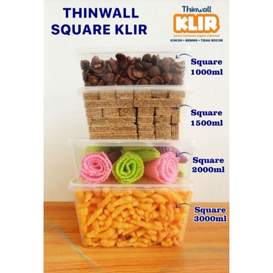 Jual thinwall KLIR square 2000ml 3000ml isi 25 pcs | Shopee Indonesia