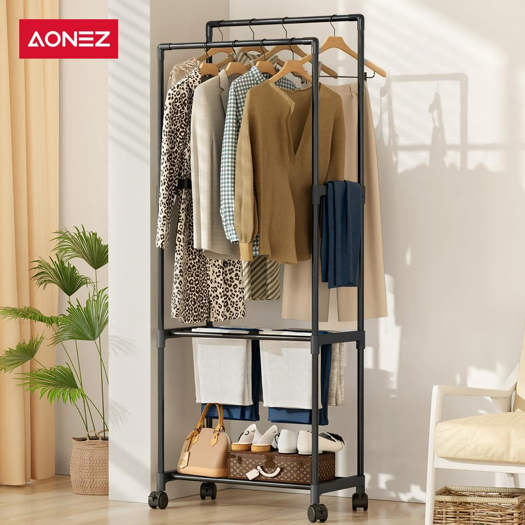 Jual AONEZ Outlets Stand Hanger 2 Layer/Rak Serbaguna Baju Dengan 4 ...