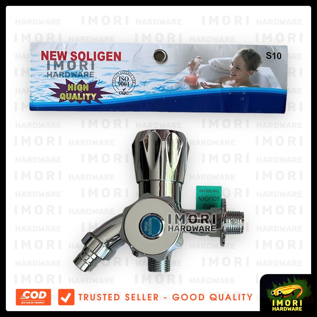 Jual SOLIGEN Kran Tembok PVC Chrome Cabang 2 Double Shower Toilet keran ...