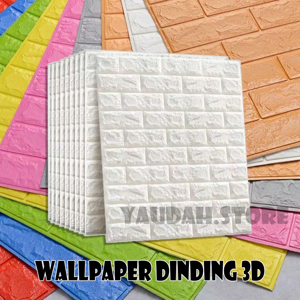 Jual Wallpaper Dinding Foam 3D Motif Batu Bata Putih Ukuran 70x77cm ...