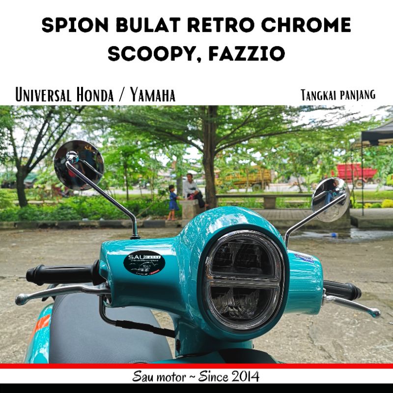 Jual Saumotor Spion Bulat Retro Spion Scoopy Tangkai Panjang Chrome ...