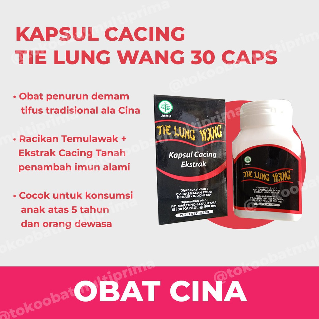 Jual Obat Herbal Tipes Tifus Typhus Ekstrak Cacing Tie Lung Wang - Isi ...