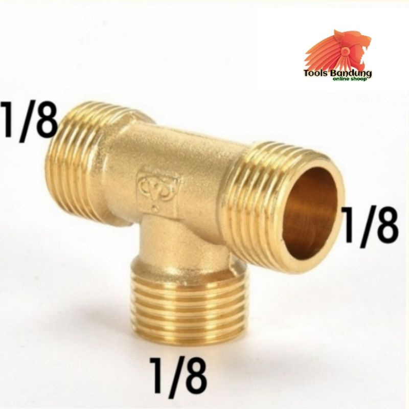 Jual TEE Kuningan Adapter 1/8 dan 1/4 Drat Dalam Drat Luar Neppel Tee ...