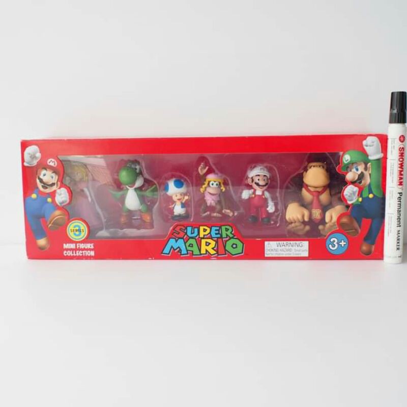 Jual Mainan action figuresuper mario box set isi 6 pcs Dixie kong Yoshi ...