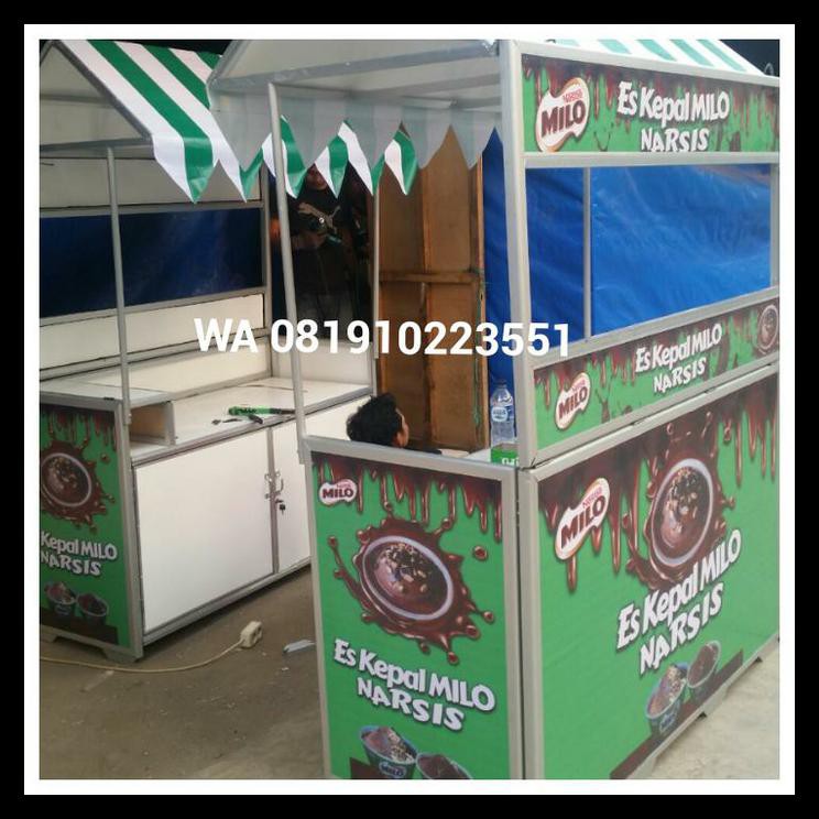 Jual Paket Xbanner & Meja Booth Gerobak Gubug Knock Down Es Kepal Milo ...