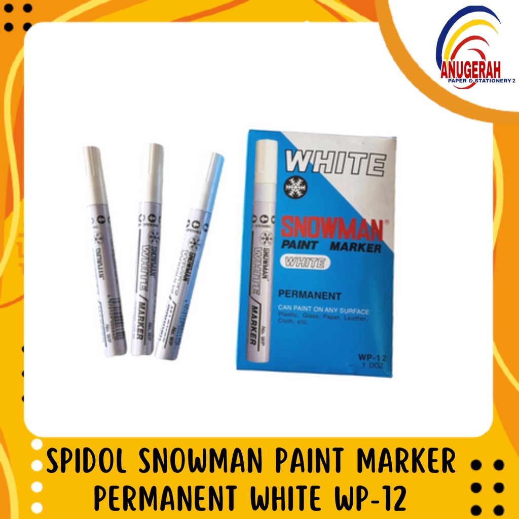 Jual SPIDOL SNOWMAN PAINT MARKER PERMANENT WHITE WP-12 (PCS) | Shopee ...