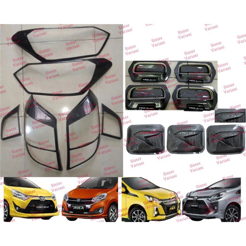 Jual Paket Garnish Depan Belakang Outer Handle Tank Cover Agya Ayla 2017 2022 TRD GR Sport ...