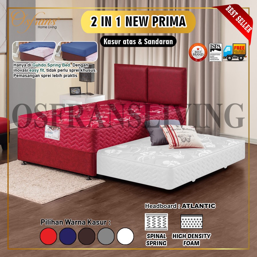 Jual Guhdo Springbed Sorong 2 In 1 New Prima 90 x 200 - Fullset Sandaran Atlantic / KASUR ATAS ...