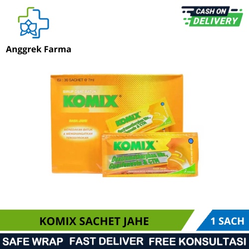 Jual KOMIX SACHET JAHE 7 ML/OBAT BATUK SACHET/MELEGAKKAN SAKIT ...