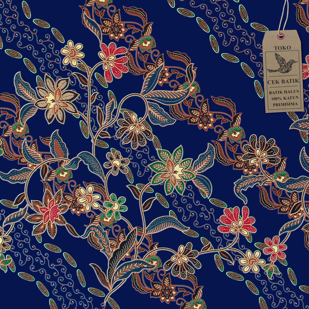 Jual kain batik - Motif Batik Bunga Liris Manis (Biru) | Shopee Indonesia