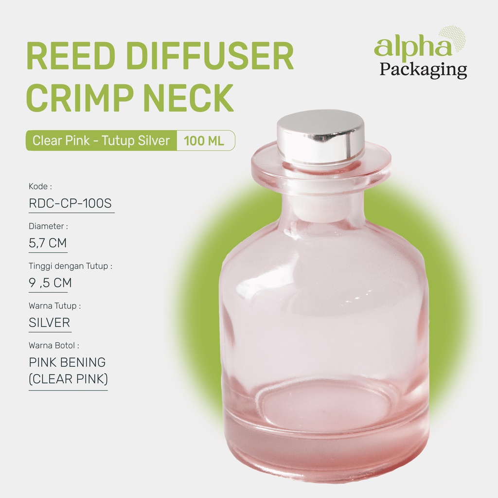 Jual Botol Reed Diffuser Crimp Neck 100ml - Merah Muda Premium Kaca ...
