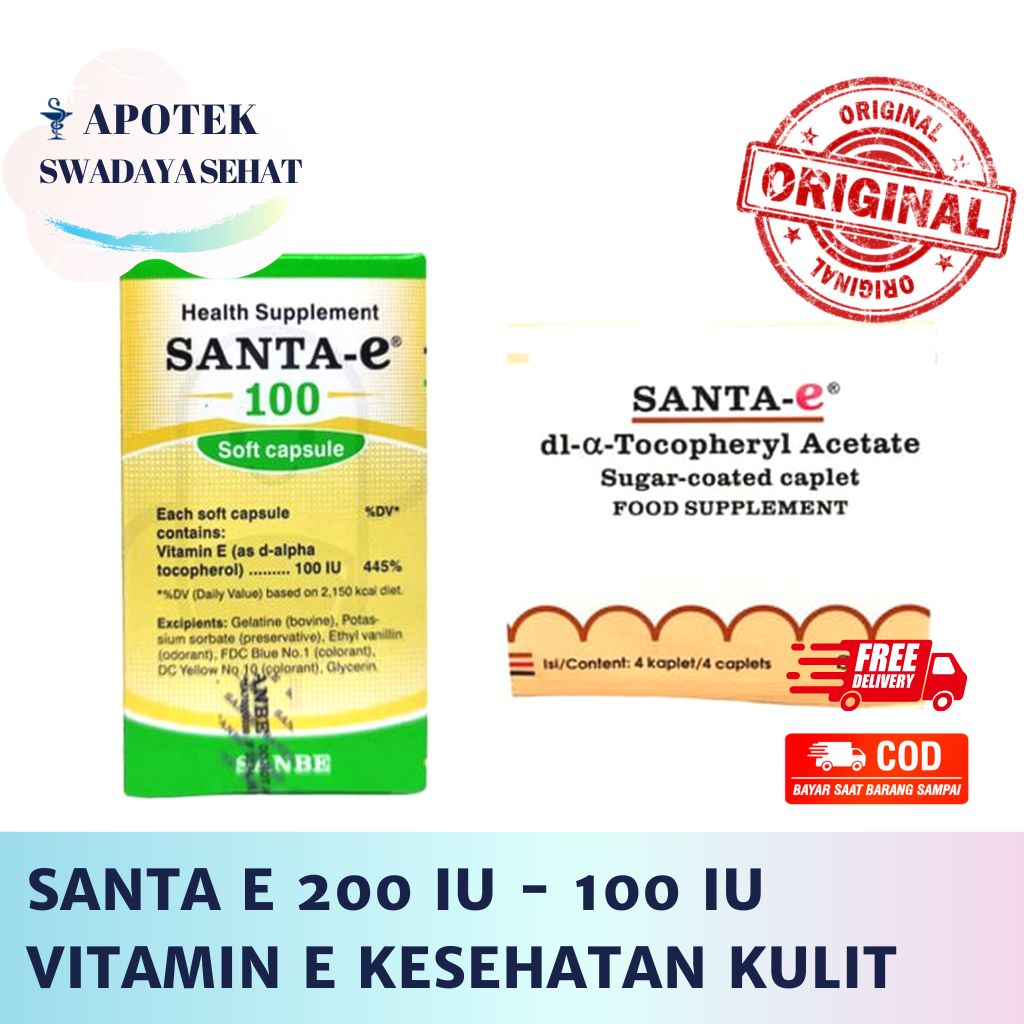 Jual SANTA E 200 IU Vitamin E - 100 IU Botol Isi 30 Dan Strip Isi 4 ...