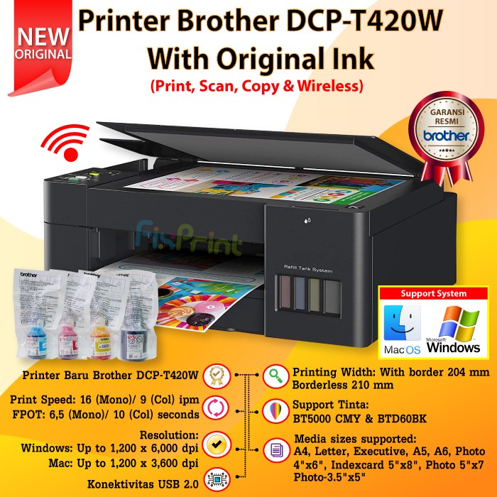 Jual PRINTER BROTHER DCP-T420W T 420 Pengganti Seri Brother DCP-T410W T ...