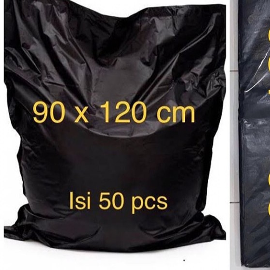 Jual Plastik kantong sampah Hitam tebal/Trash Bag Ukuran 90 x 120 cm isi 50 lembar | Shopee ...