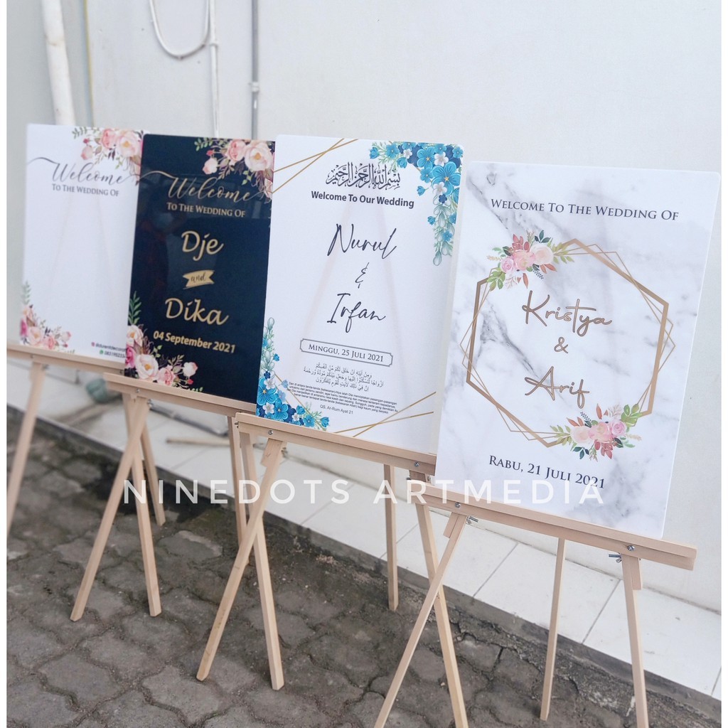 Jual DESAIN BEBAS WELCOME SIGN FLORAL/ ACRYLIC WEDDING SIGN ...