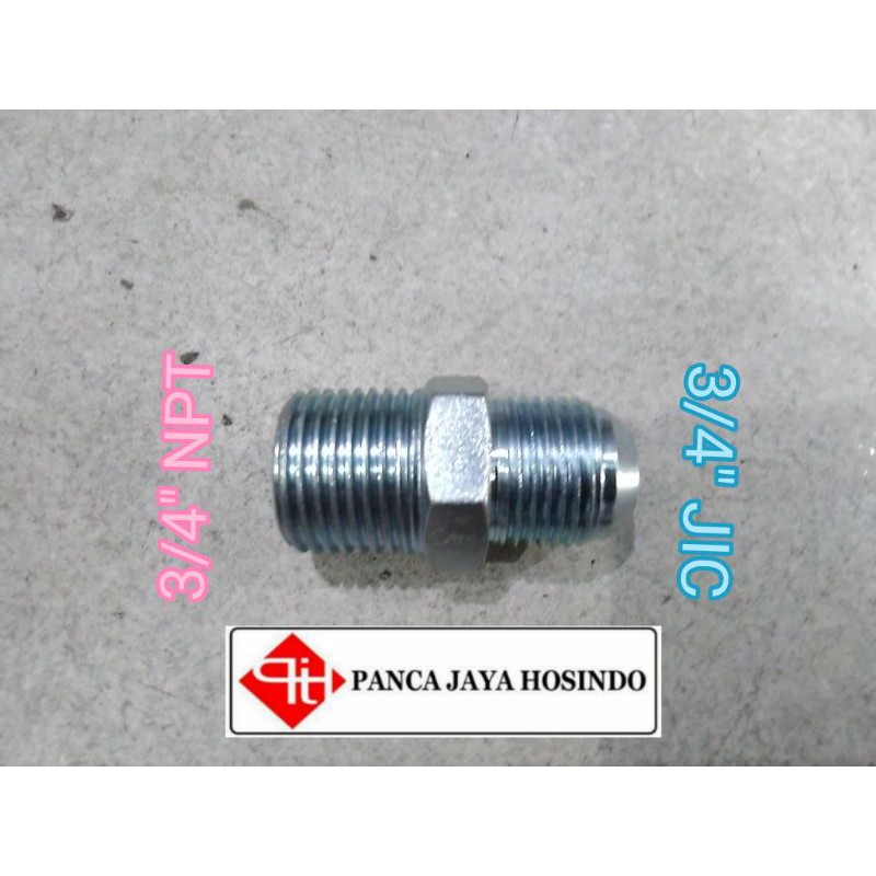 Jual double nepel 3/4 inch NPT x 3/4 inch JIC double nipple hydraulic 3per4 inci | Shopee Indonesia
