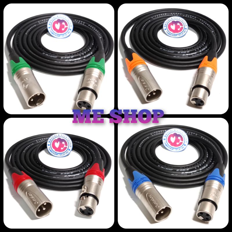 Jual Kabel mic XLR 3pin male to XLR 3pin female 3meter bodi silver warna | Shopee Indonesia