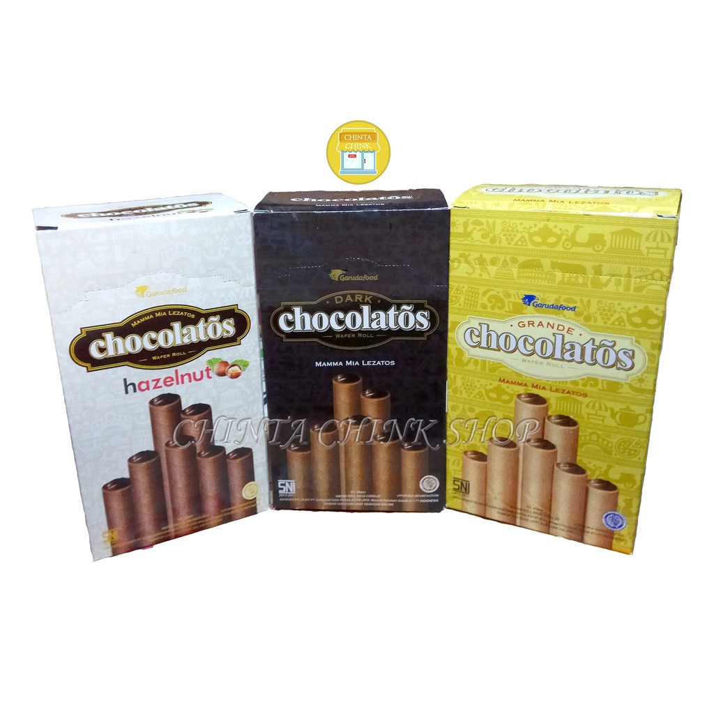 Jual Chocolatos Wafer Roll Dark / Grande / Hazelnut Kemasan Besar Isi ...