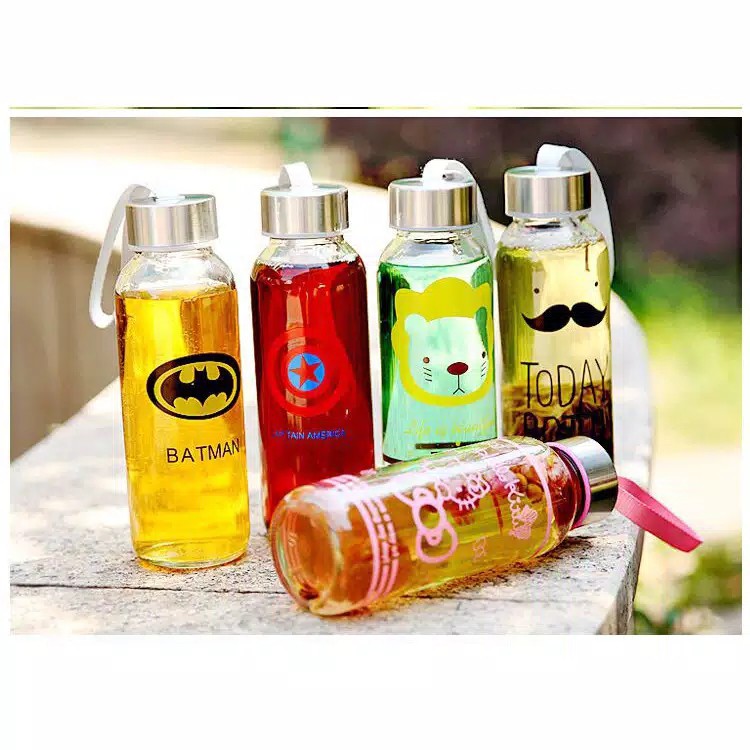 Jual botol minum Botol Kaca Bening Printing Karakter / my bottle ...