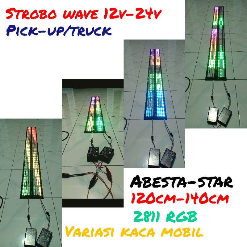 Jual strobo rgb kaca wave mobil 30 mode 12v-24v 4 baris truck bus ...
