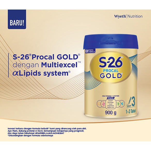 Jual Wyeth S26 Procal Gold Tahap 3 Vanila Susu Formula [900 gr] 1 ...